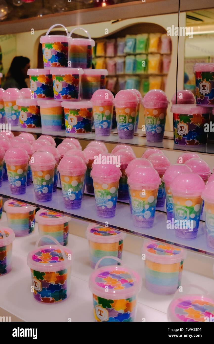 Rainbow cotton candy fairy floss Harijuku, Tokyo, Japan Stock Photo - Alamy