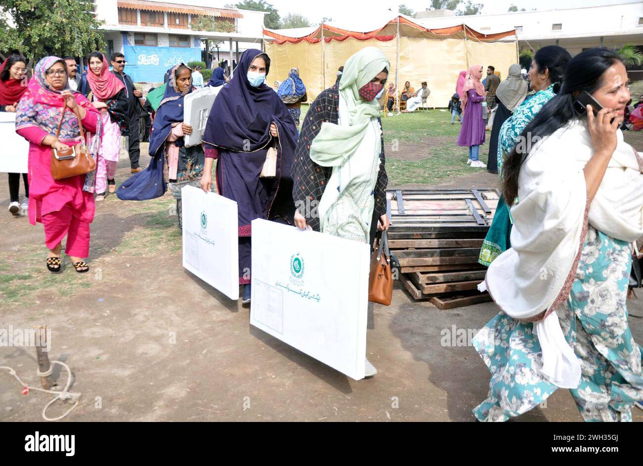 HYDERABAD, PAKISTAN, FEB 07: Polling staff are leaving for election ...