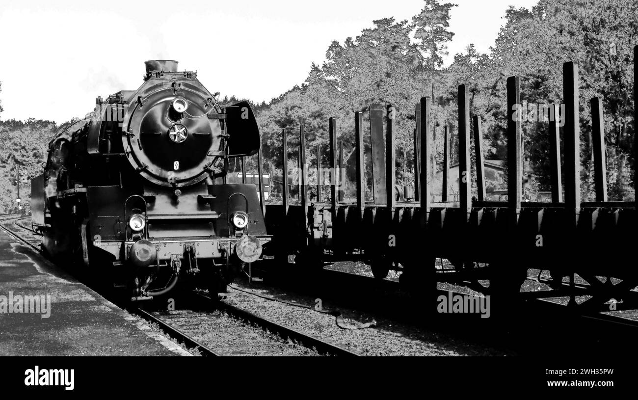 Impressive steam locomotive Black and White Stock Photos & Images - Alamy