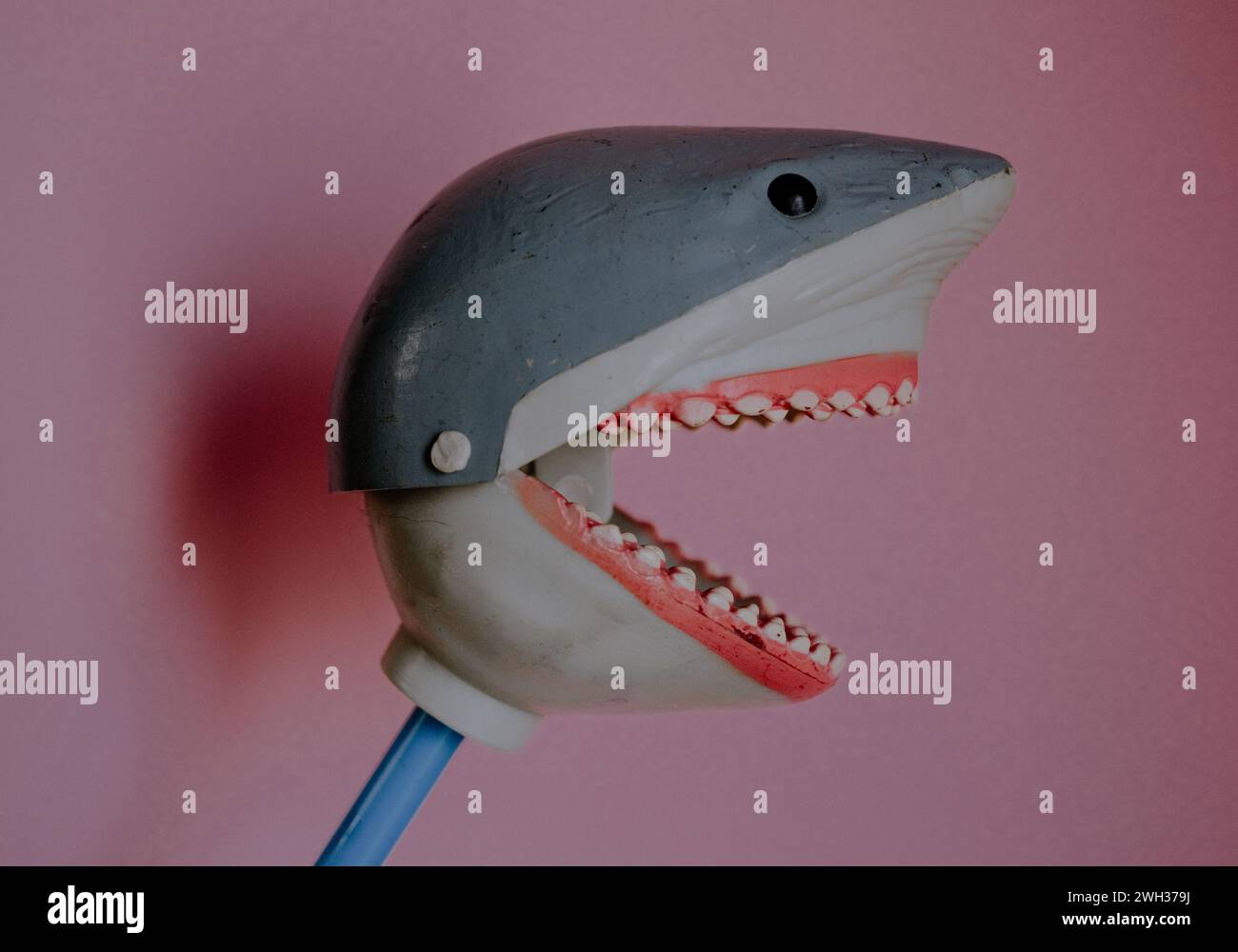 Vintage great white shark grabber toy Stock Photo - Alamy