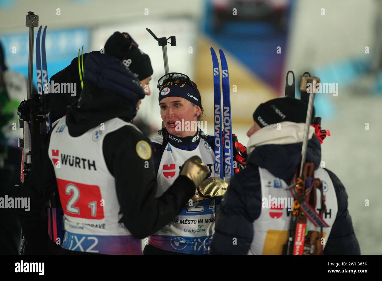 Morave, Czech Republic, 07/02/2024, Julia Simon of France, center ...