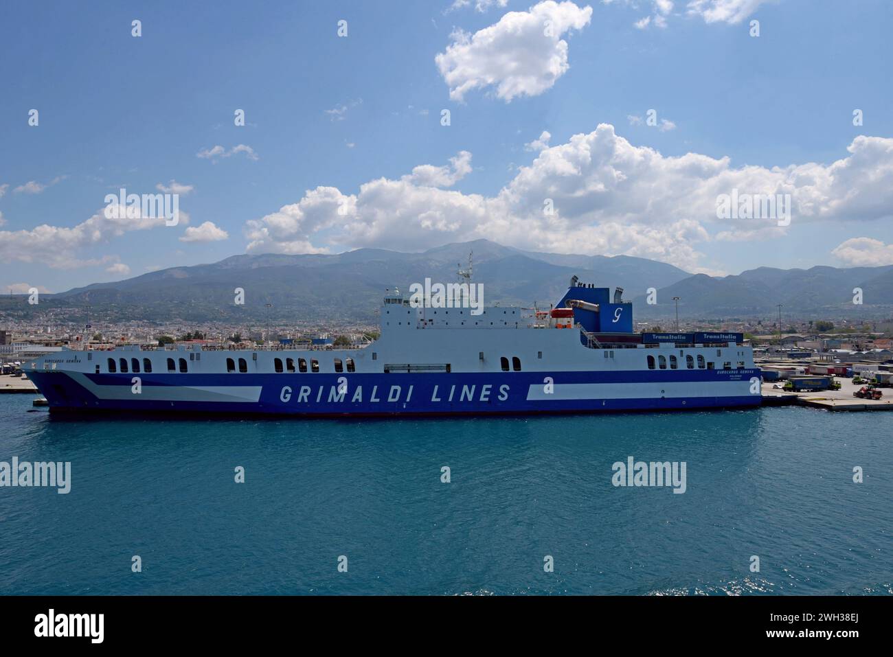 The Eurocargo Genova, A Ro-Ro cargo ferry at port in Patras Harbour ...