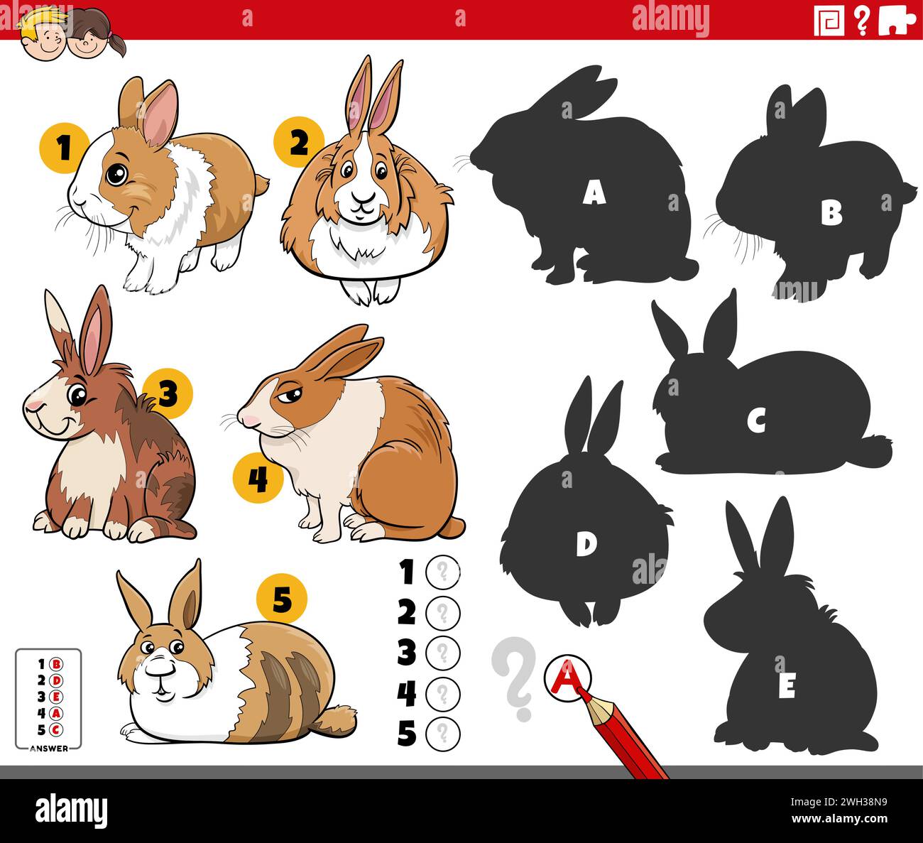 Cartoon illustration of finding the right shadows to the pictures ...