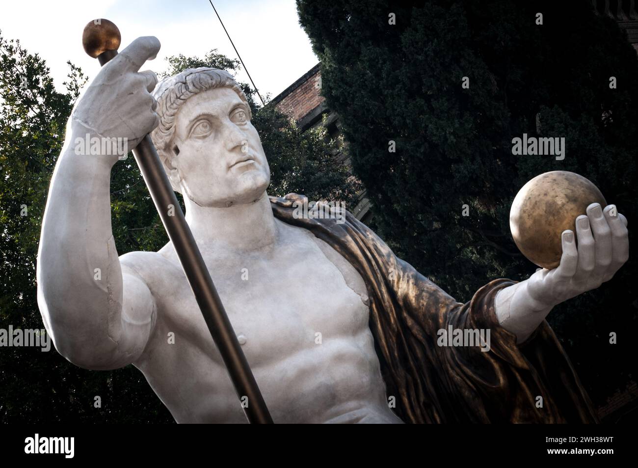 In Rome, Italy, on February 6, 2024, the colossal statue of the Roman ...