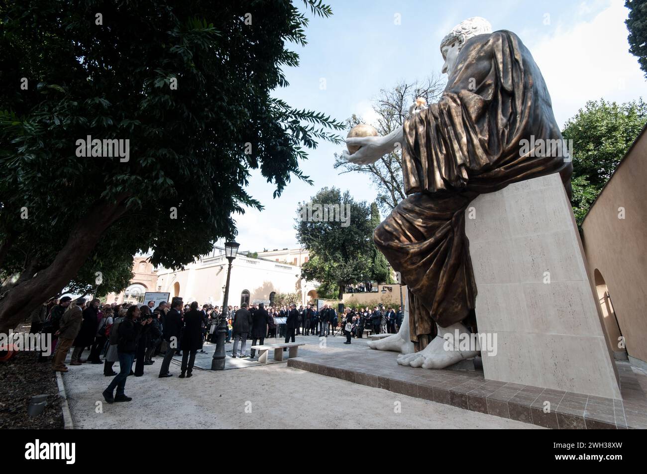 In Rome, Italy, on February 6, 2024, the colossal statue of the Roman ...
