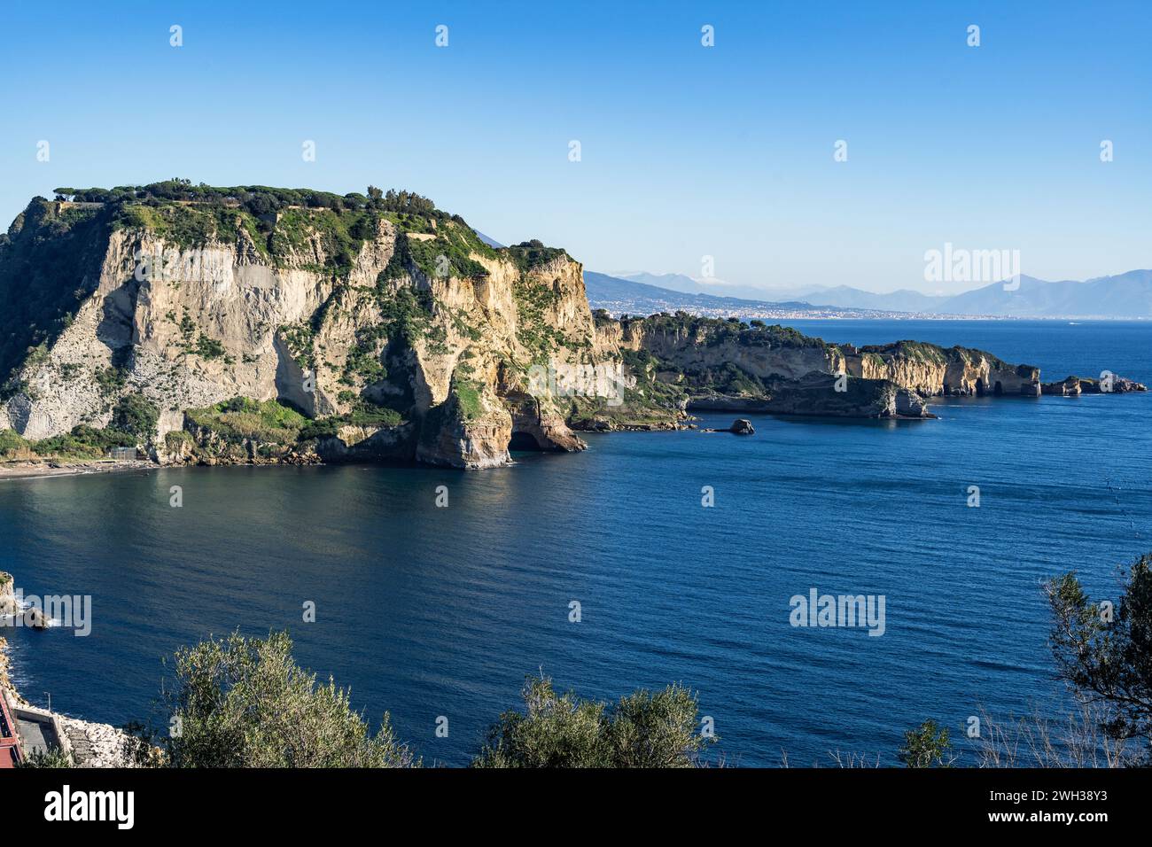 Trentaremi bay from Nisida Island in the gulf of Naples, Italy Stock ...