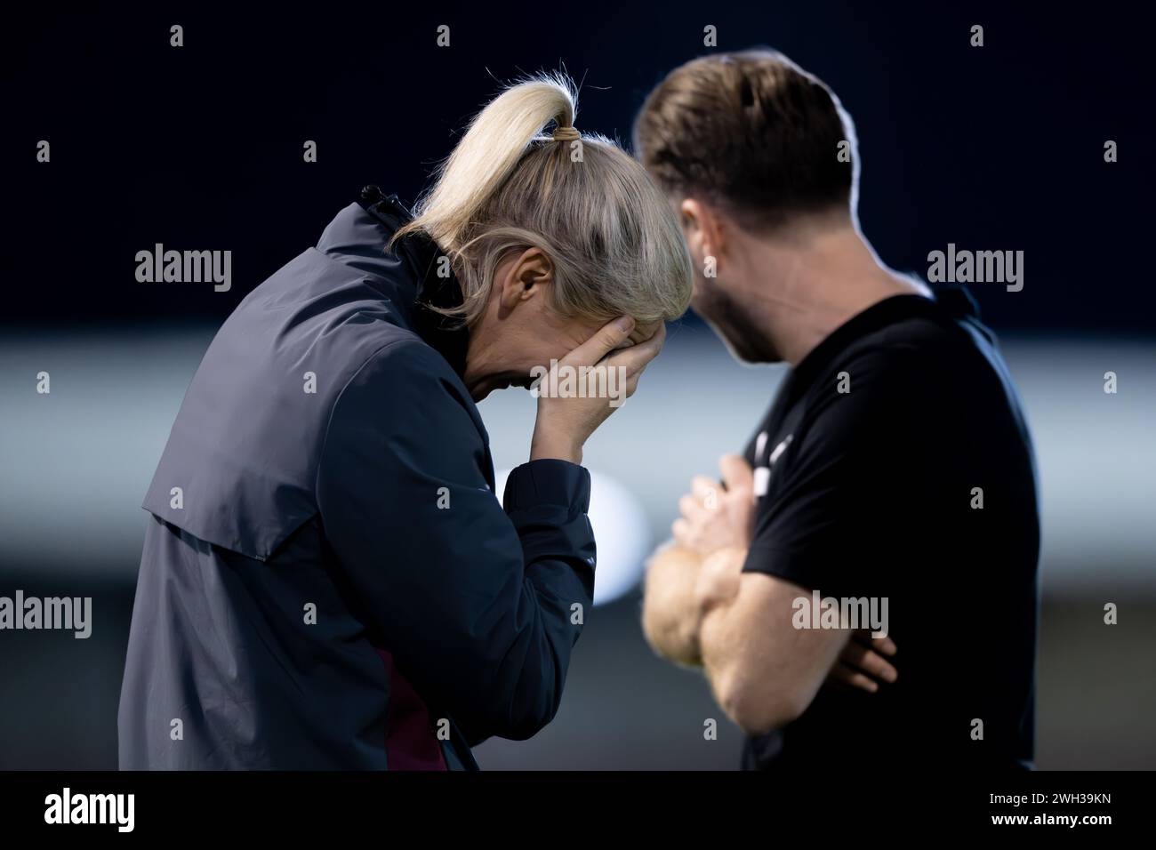 Crawley, UK. 7th February 2024. Carla Ward, Manager of Aston Villa ...