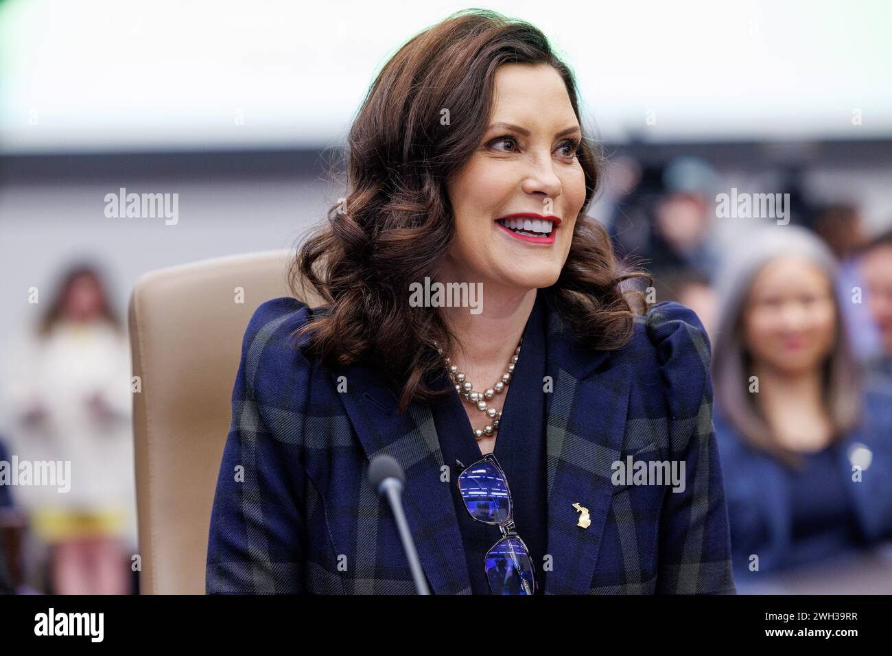 Lansing, USA. 07th Feb, 2024. Michigan Gov. Gretchen Whitmer delivers ...