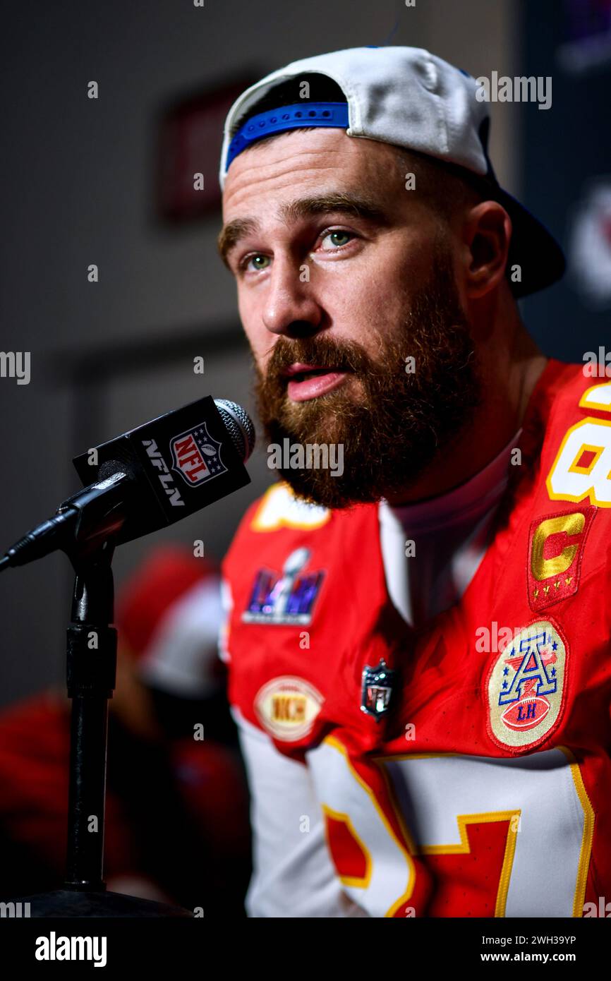 Kansas City Chiefs' Travis Kelce during a media day at the Westin Lake Las Vegas Resort and Spa ...