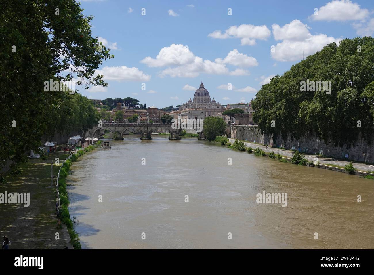 Dome of Saint Peters Basilica in Vatican City and Ponte Sant Angelo ...
