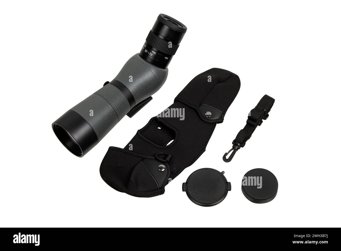 Modern spyglass. Long-range observation device. Monocular isolate on a ...