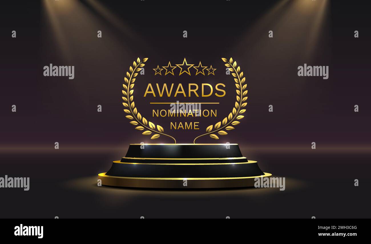 Awards nomination name podium, golden prize event, scene star ceremony ...