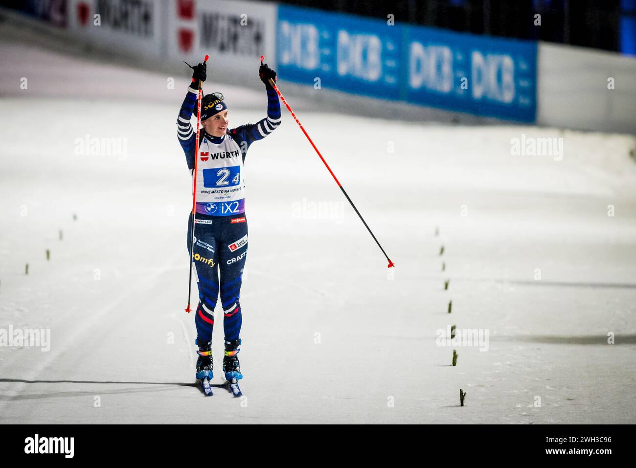 Morave, Czech Republic, 07/02/2024, Julia Simon of France celebrates ...