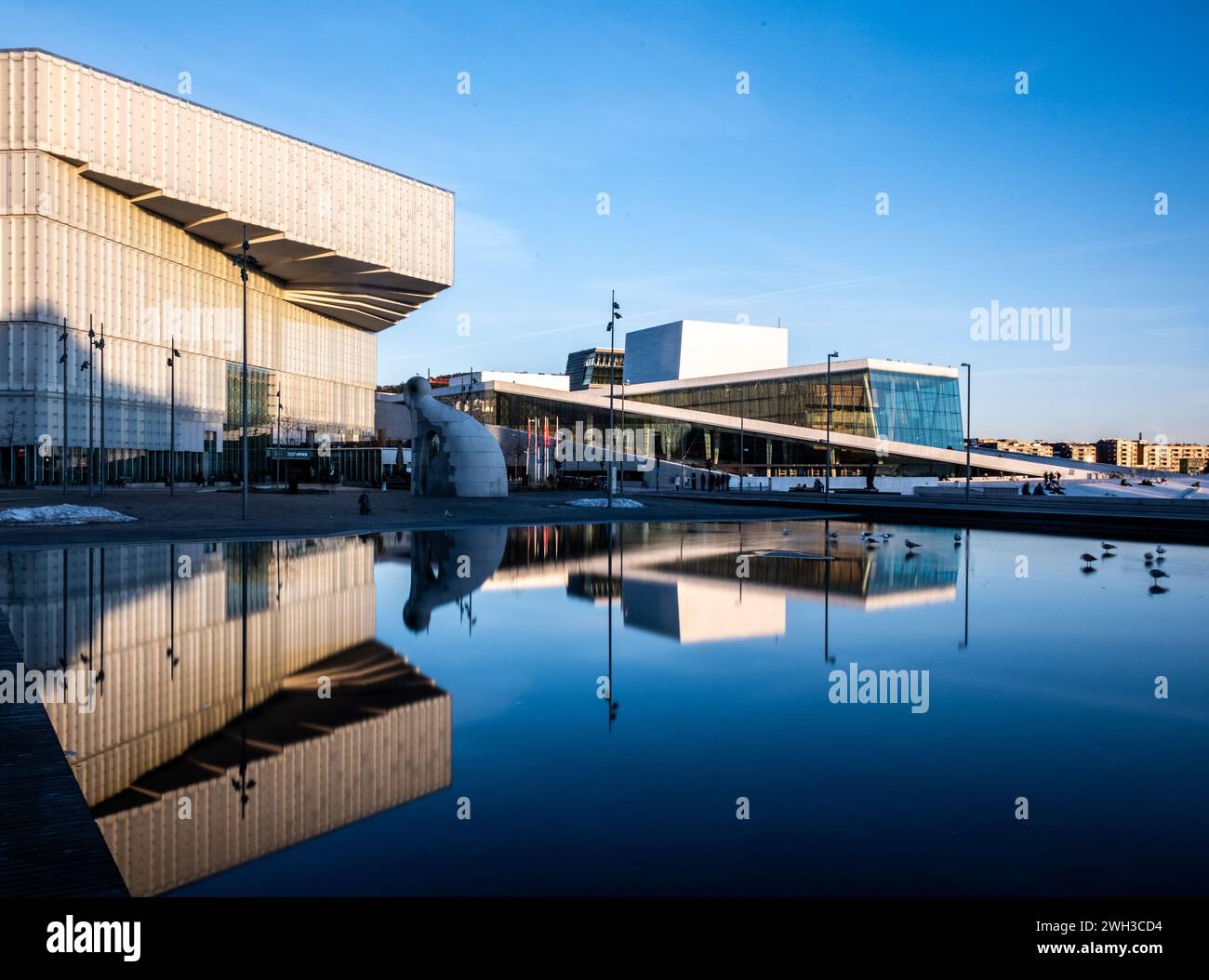 The contemporary angles of the Norwegian Oslo opera house in the ...