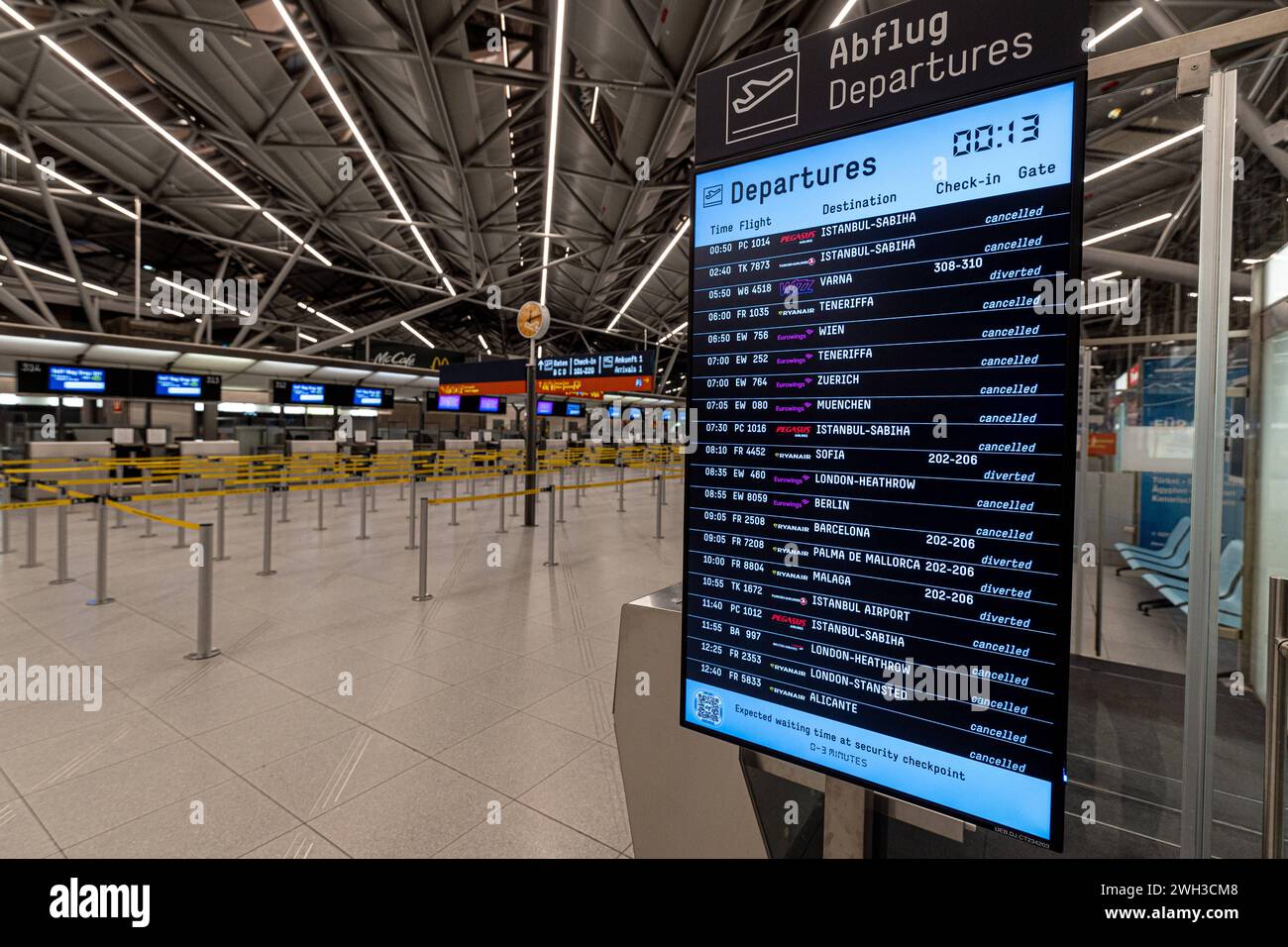 Der Status Cancelled, Annulliert, umgeleitet, diverted dominiert auf ...