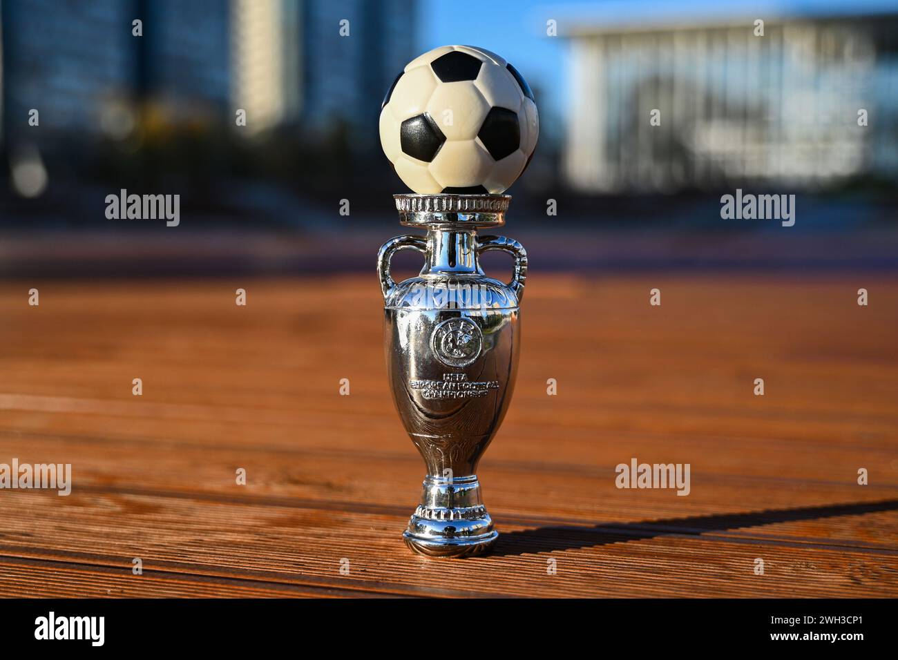 October 13, 2023, Berlin, Germany. The trophy of the European Football ...