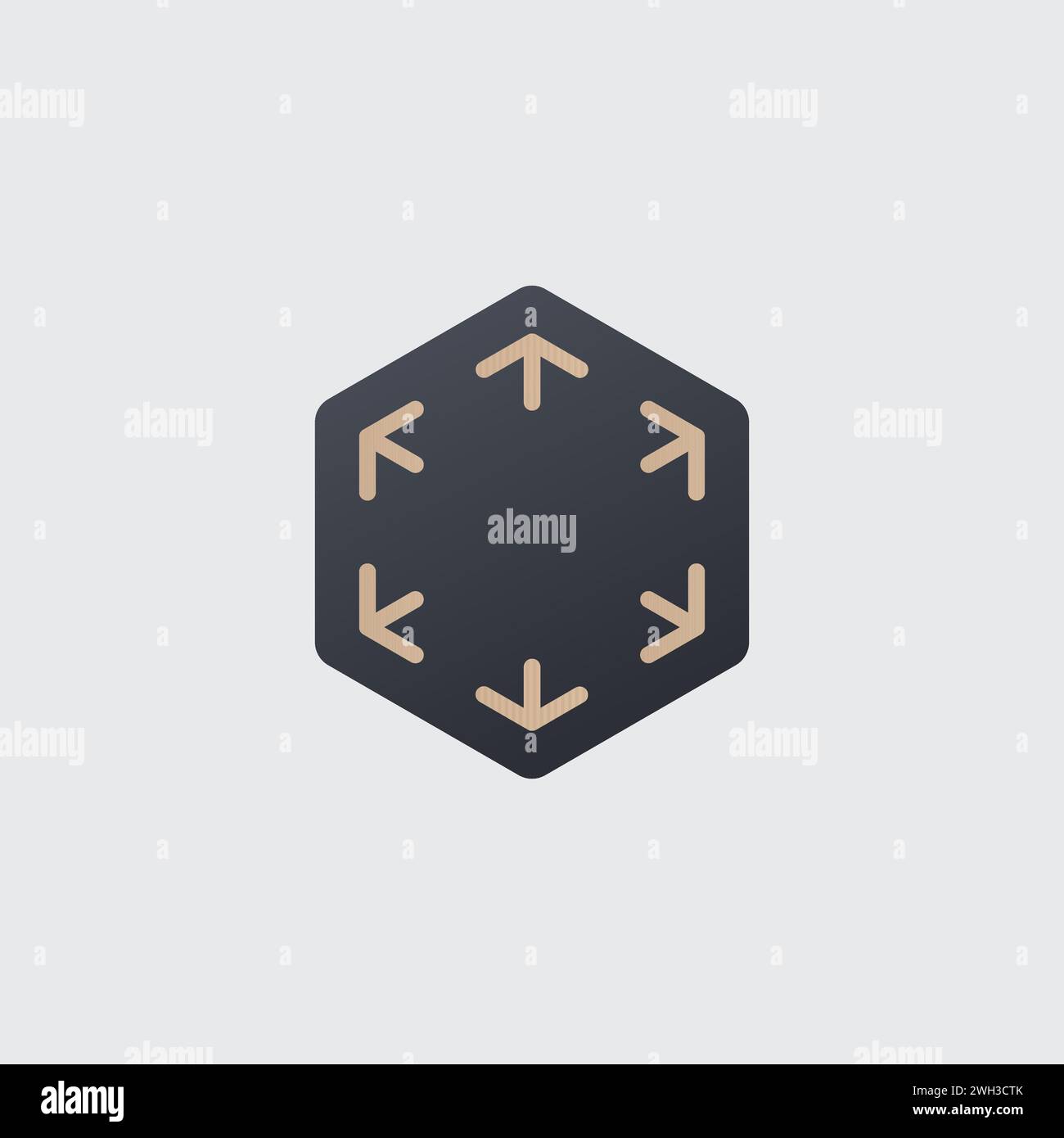 Spreading outward arrows icon in hexagon shape. Distribution arrows ...