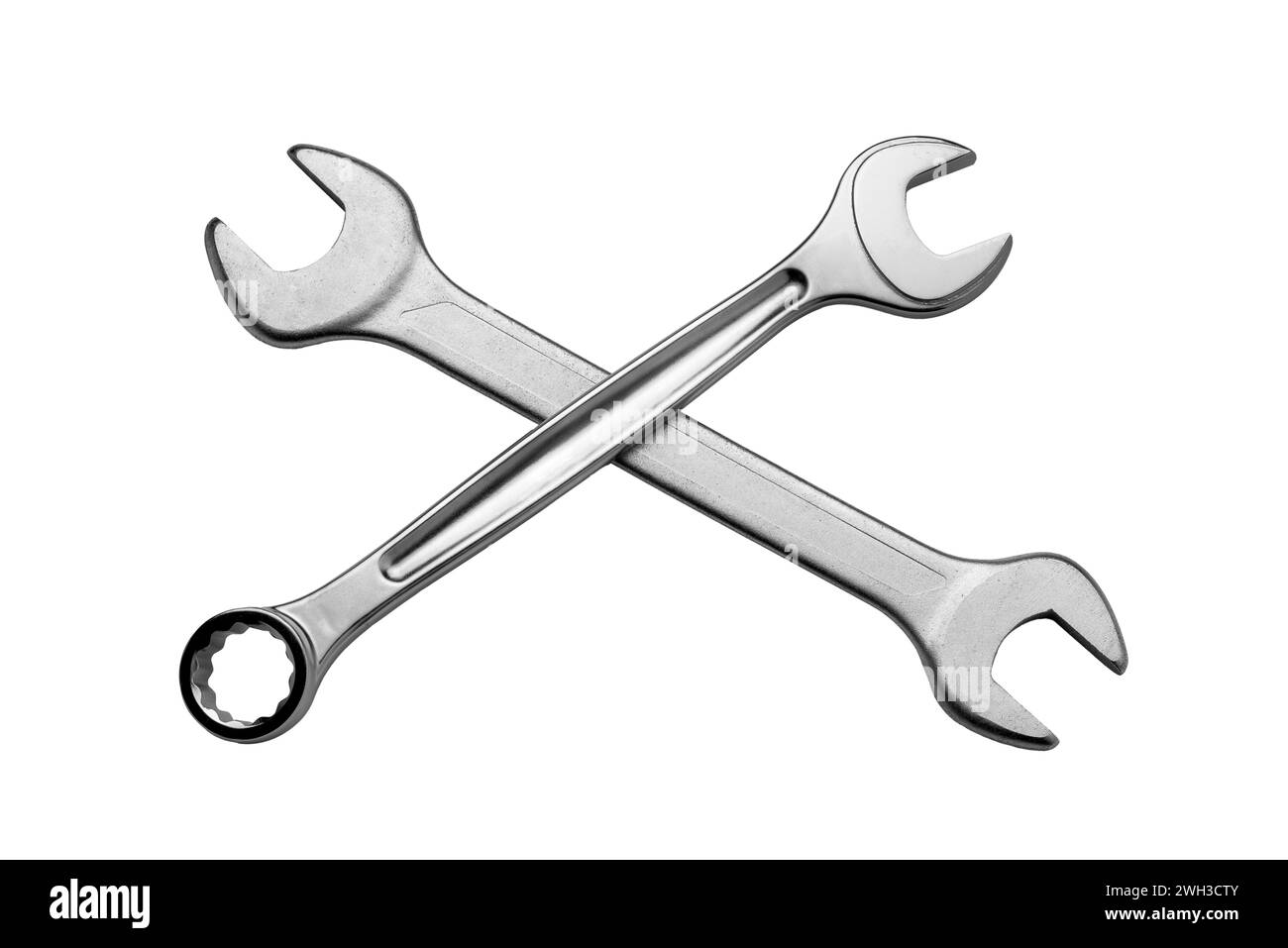 Two crossed spanners isolated on white, including clipping path, copy ...