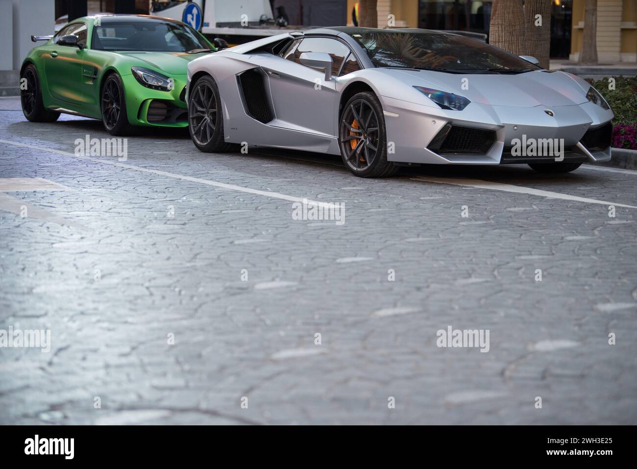 Doha , Qatar-February 01,2023 : Exhibition of luxury supercars ...