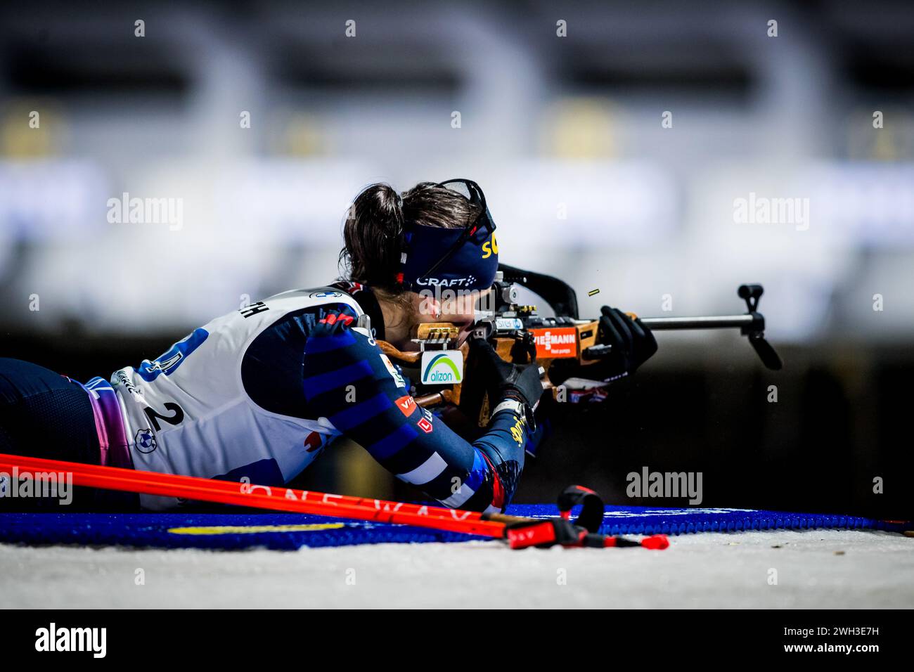 Morave, Czech Republic, 07/02/2024, Julia Simon of France during mixed ...