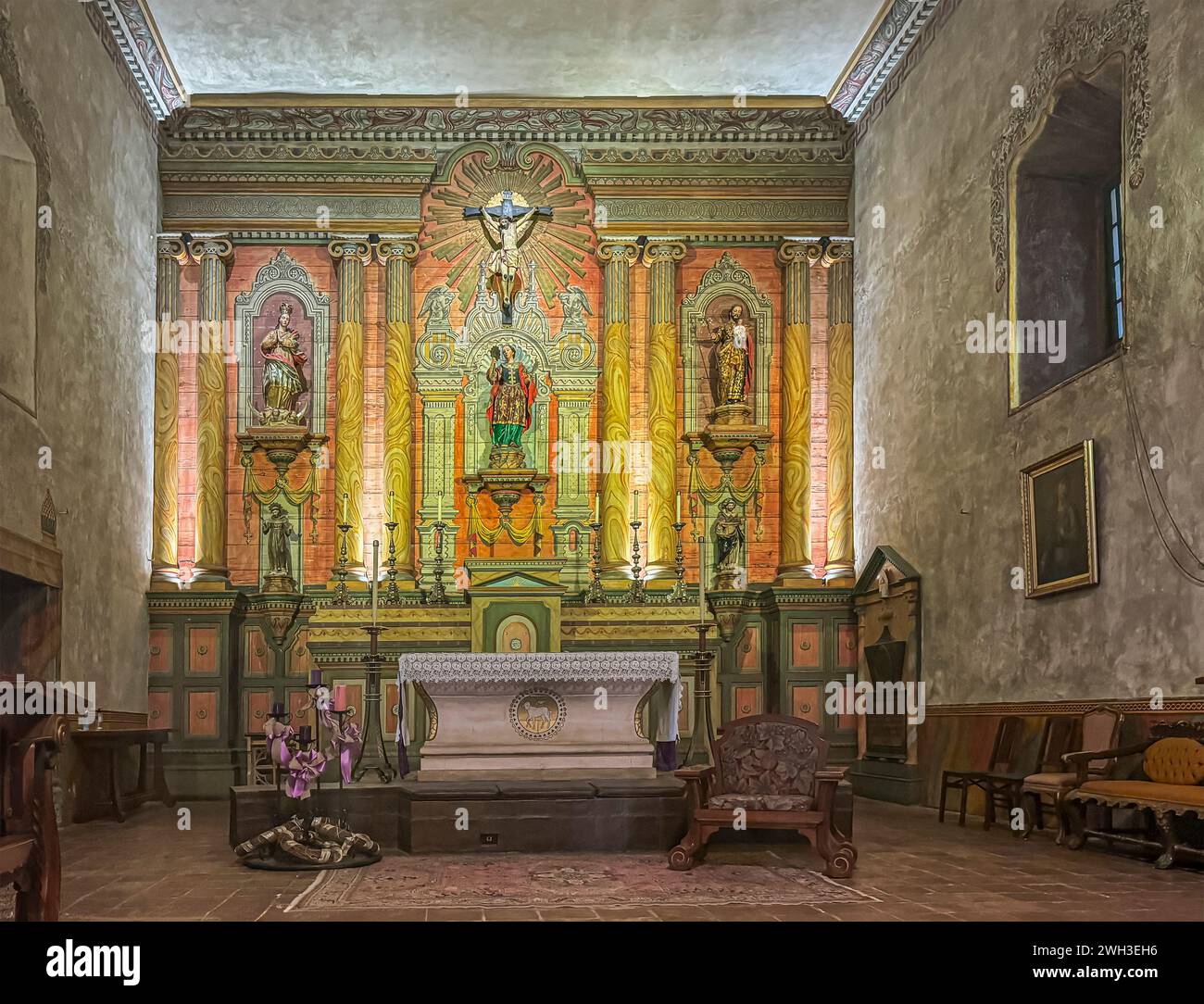 Santa Barbara, CA, USA - December 18, 2023: Looking at Presbytery with ...