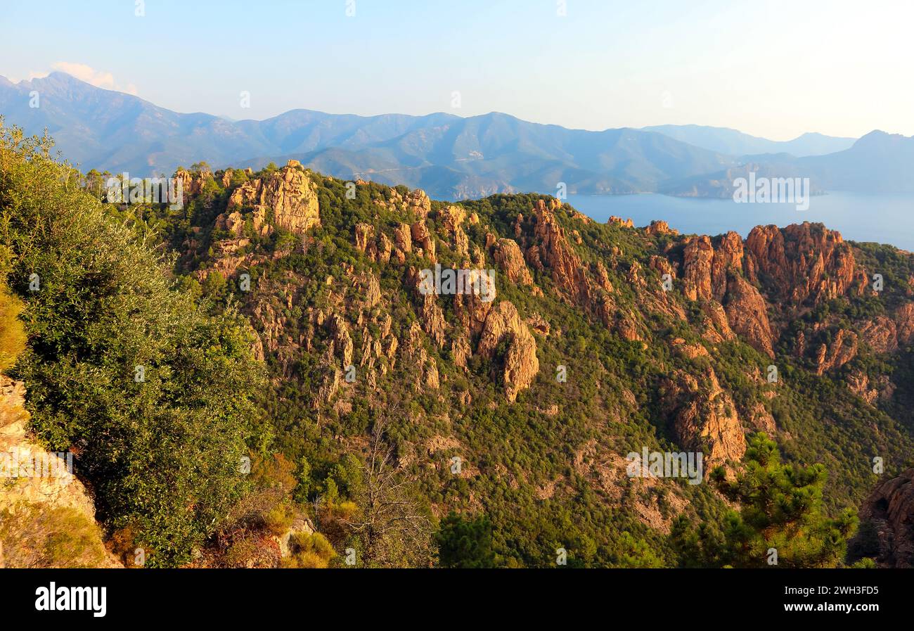 incredible scenery of the red rocks called Badlands or Calanches in ...