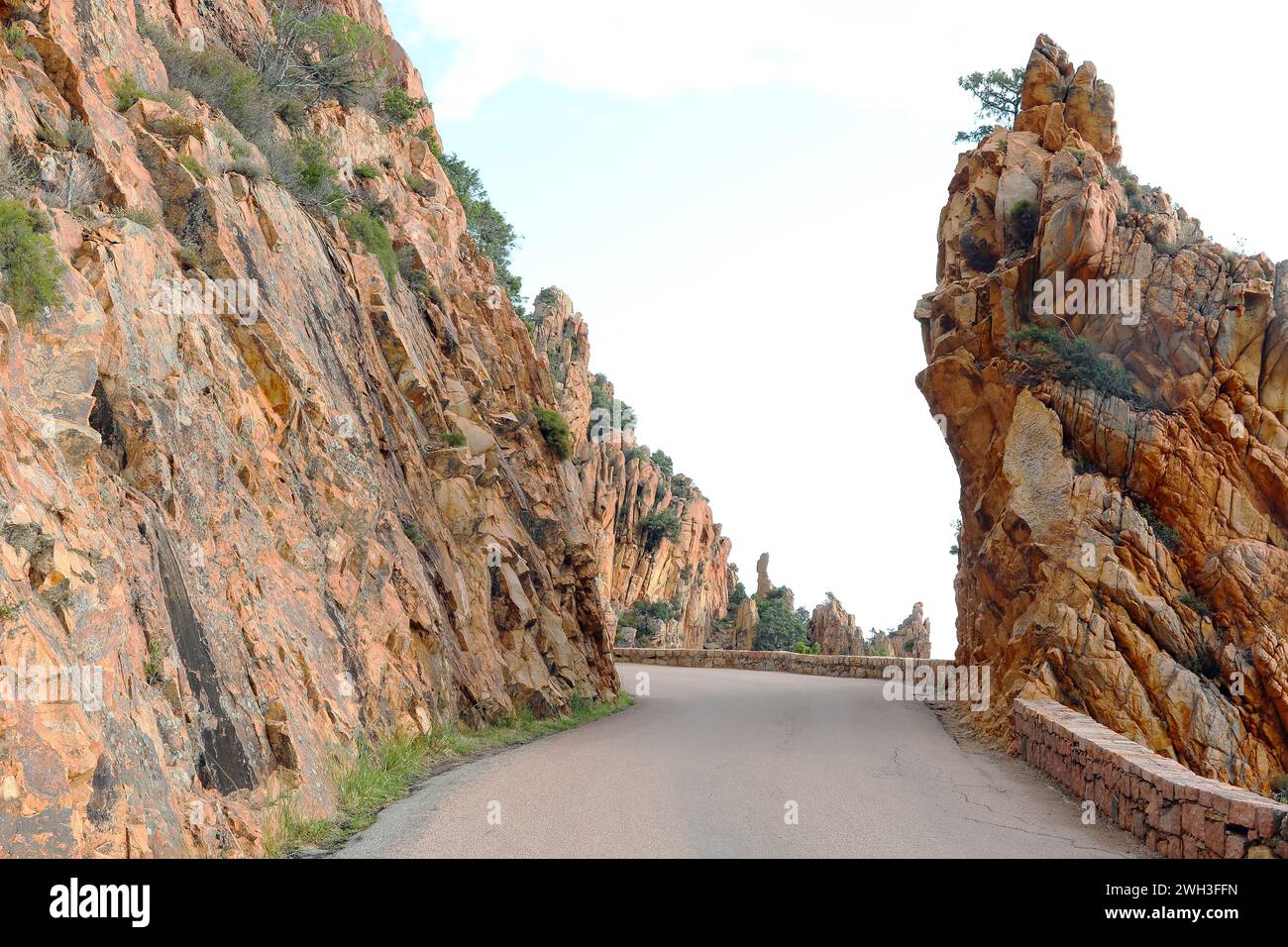 incredible red rocks called Badlands or Calanches in Corsica in France ...