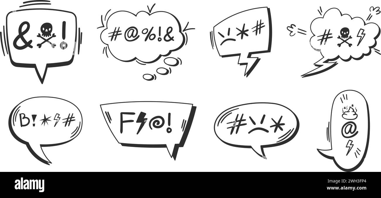 Swear speech bubble Collection. Censored text in dialogue chat box ...