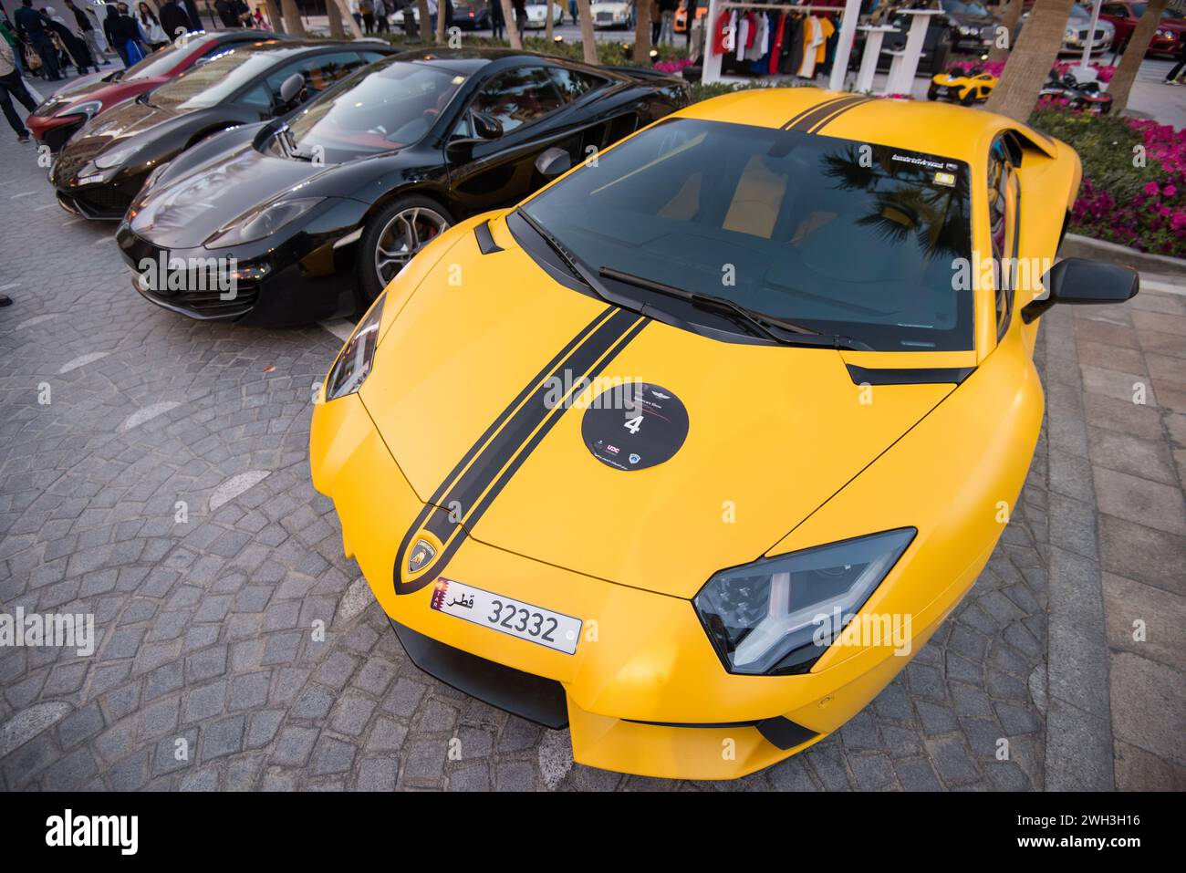 Doha , Qatar-February 01,2023 : Exhibition of luxury supercars ...
