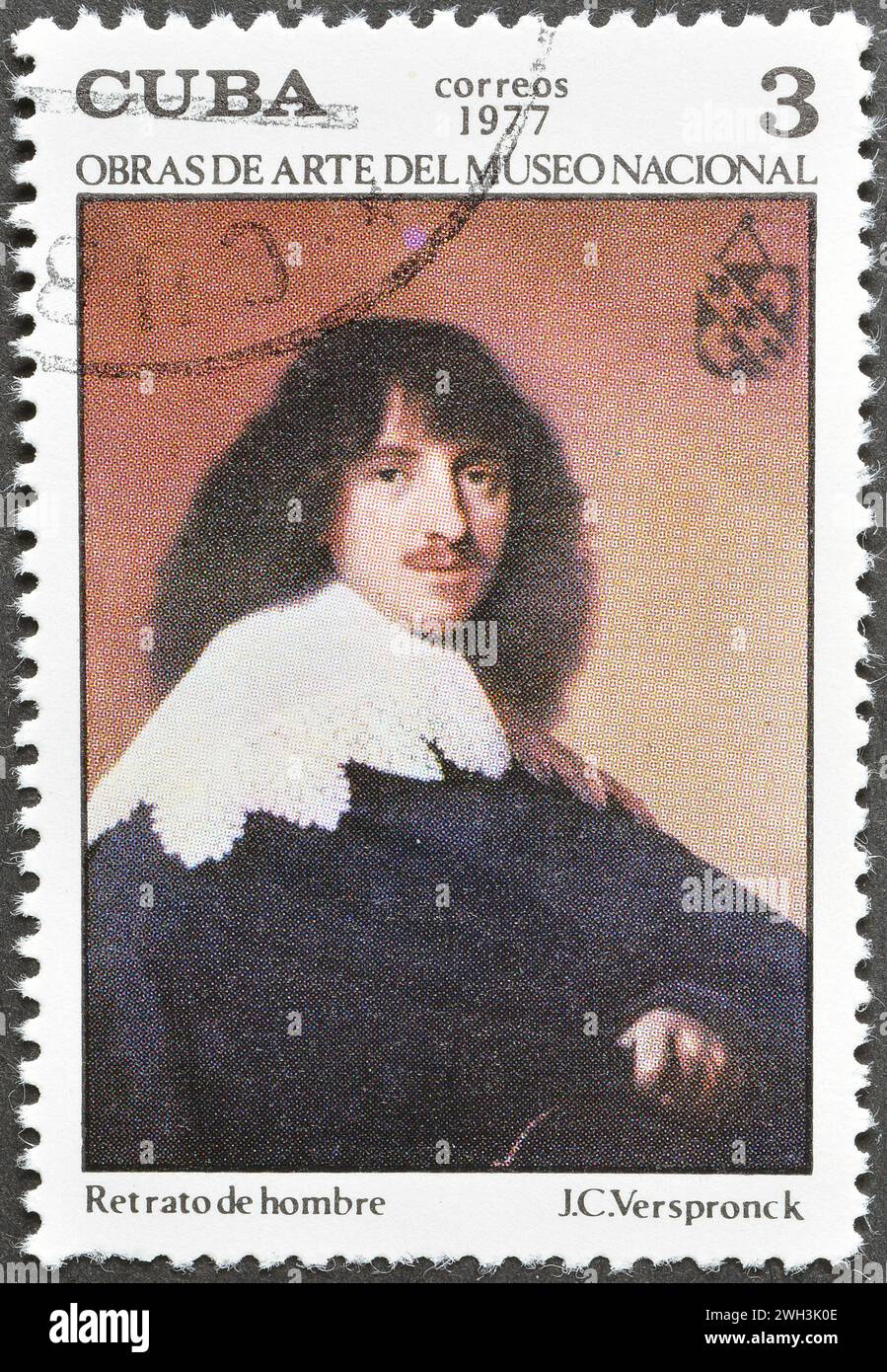 Cancelled postage stamp printed by Cuba, that shows painting "Portrait ...