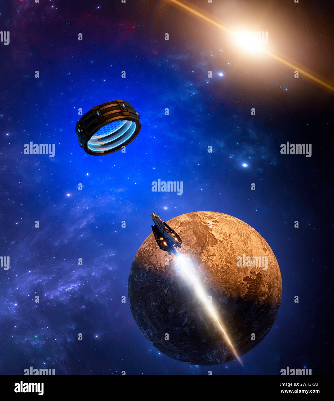 Interstellar travel and dimensional portals, spaceships exploring new planets and space-time ...