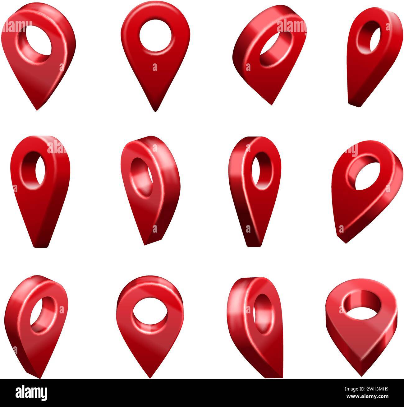 Location map pin pointer icons. Geo locator system sign, travel map ...