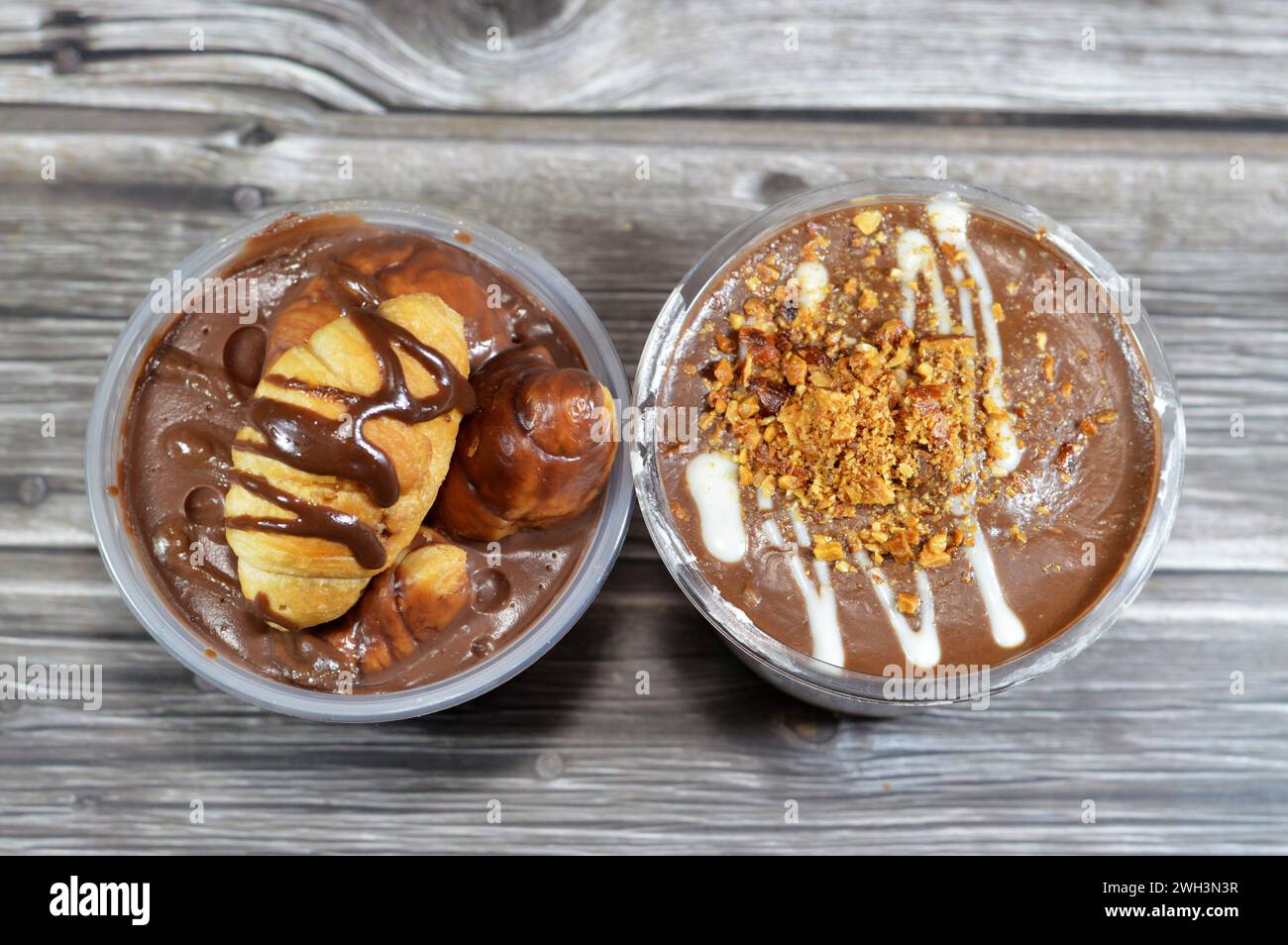 creamy chocolate profiteroles, with mini croissant stuffed with ...