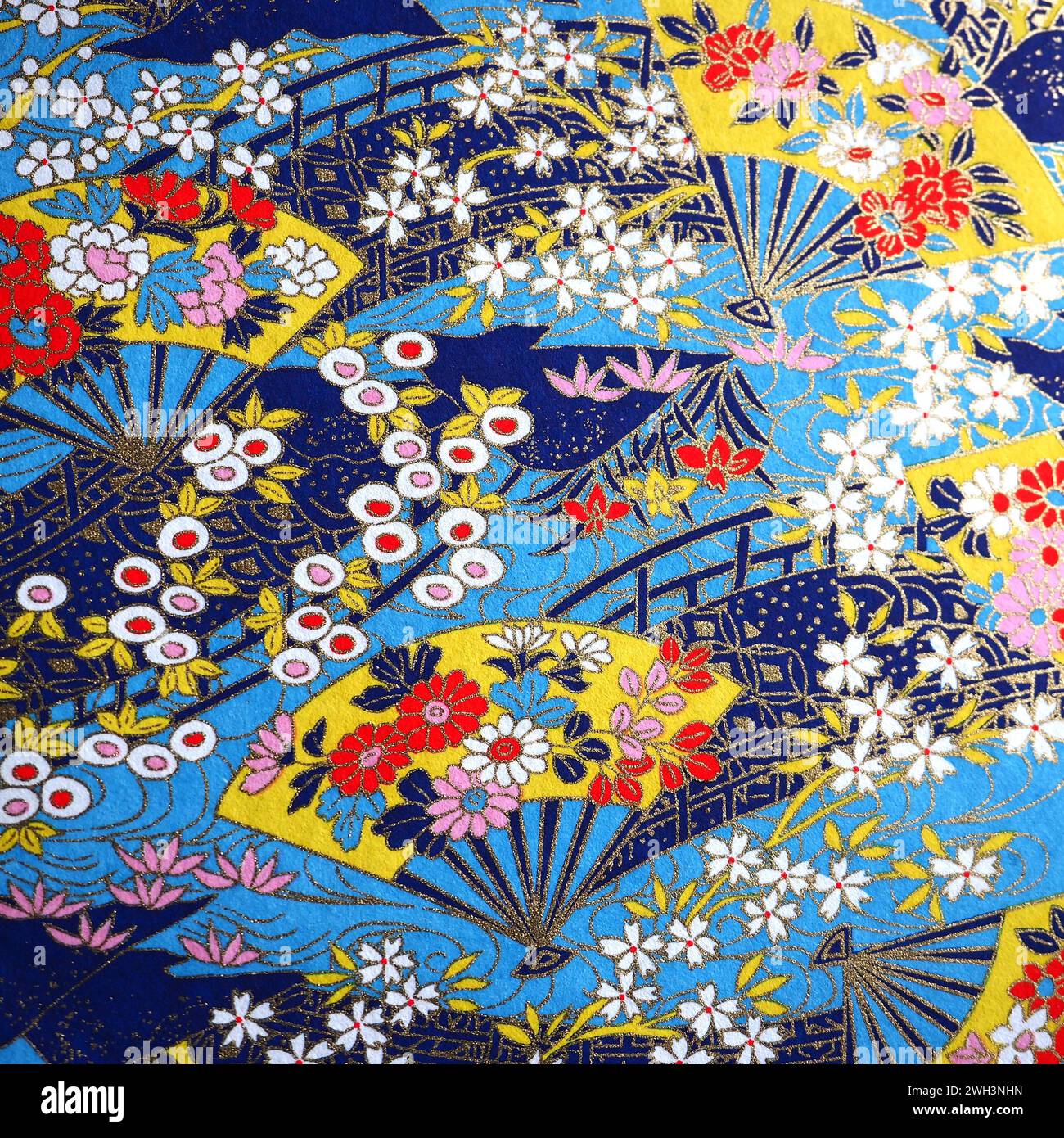 Traditional Japanese patterns - flowers and fans Stock Photo - Alamy