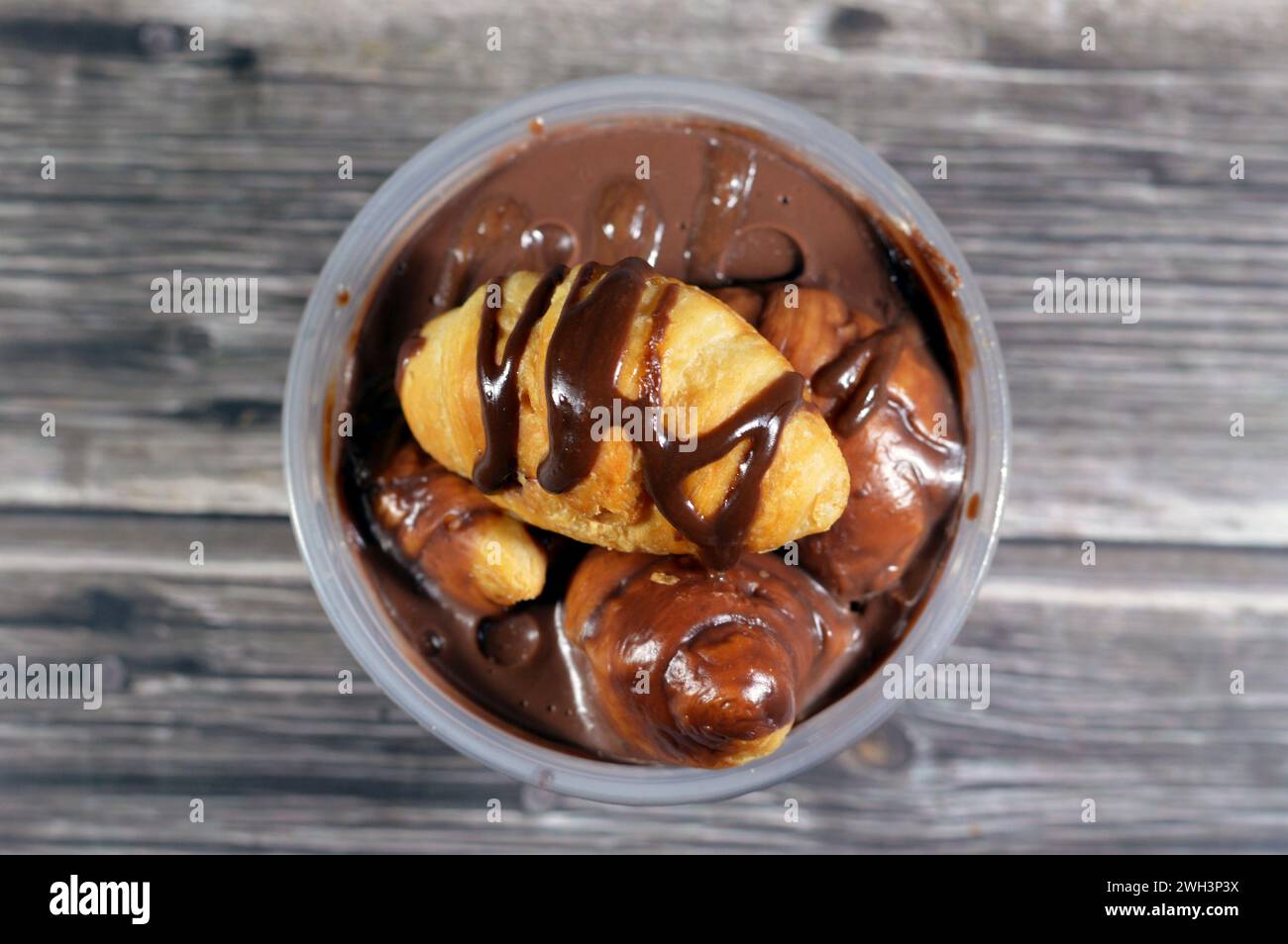 Chocolate profiterole, with mini croissant stuffed with chocolate ...