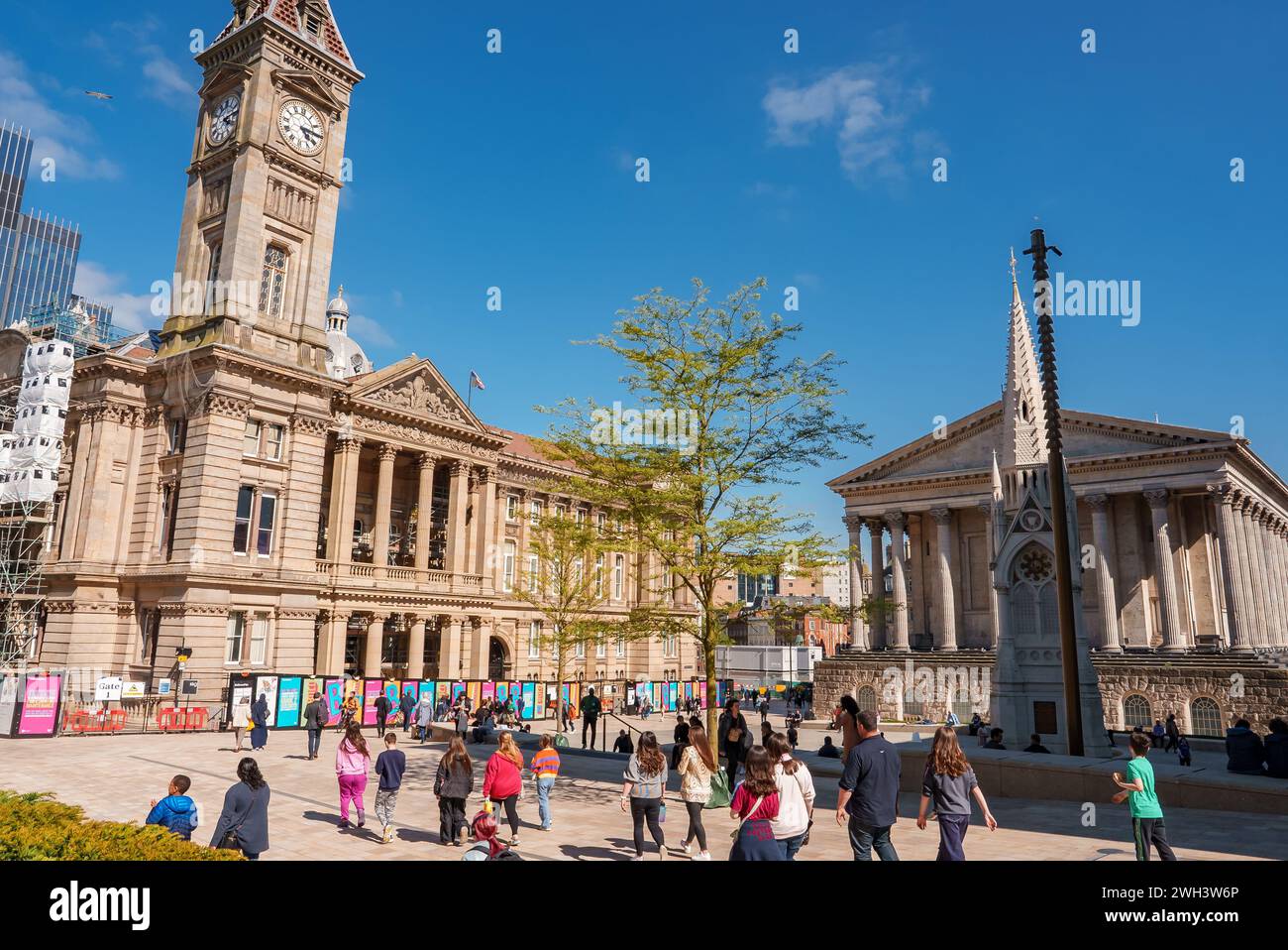 Vibrant Birmingham Square, featuring Historic Structures and a Memorial ...