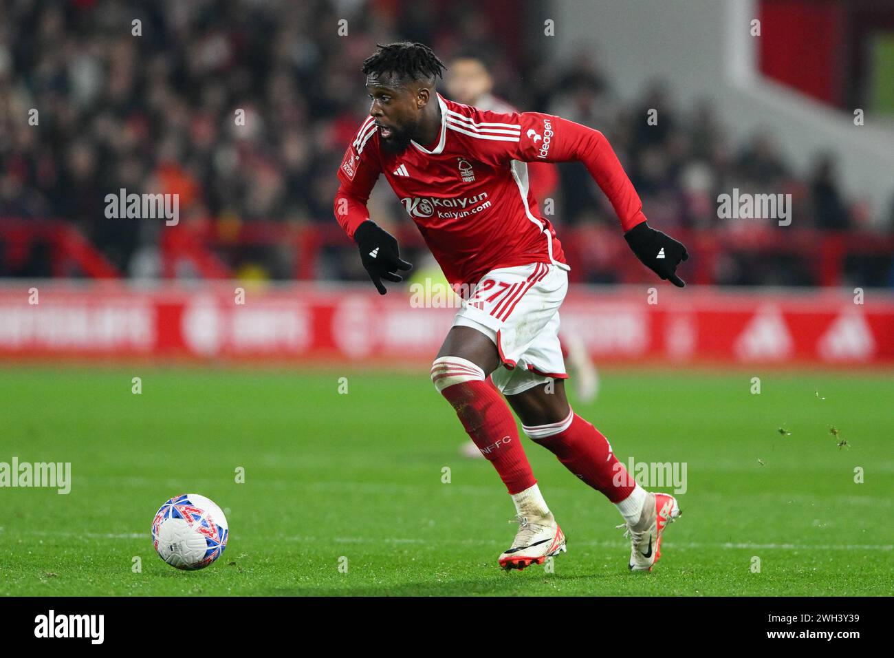 Divock Origi of Nottingham Forest looking for options during the FA Cup ...