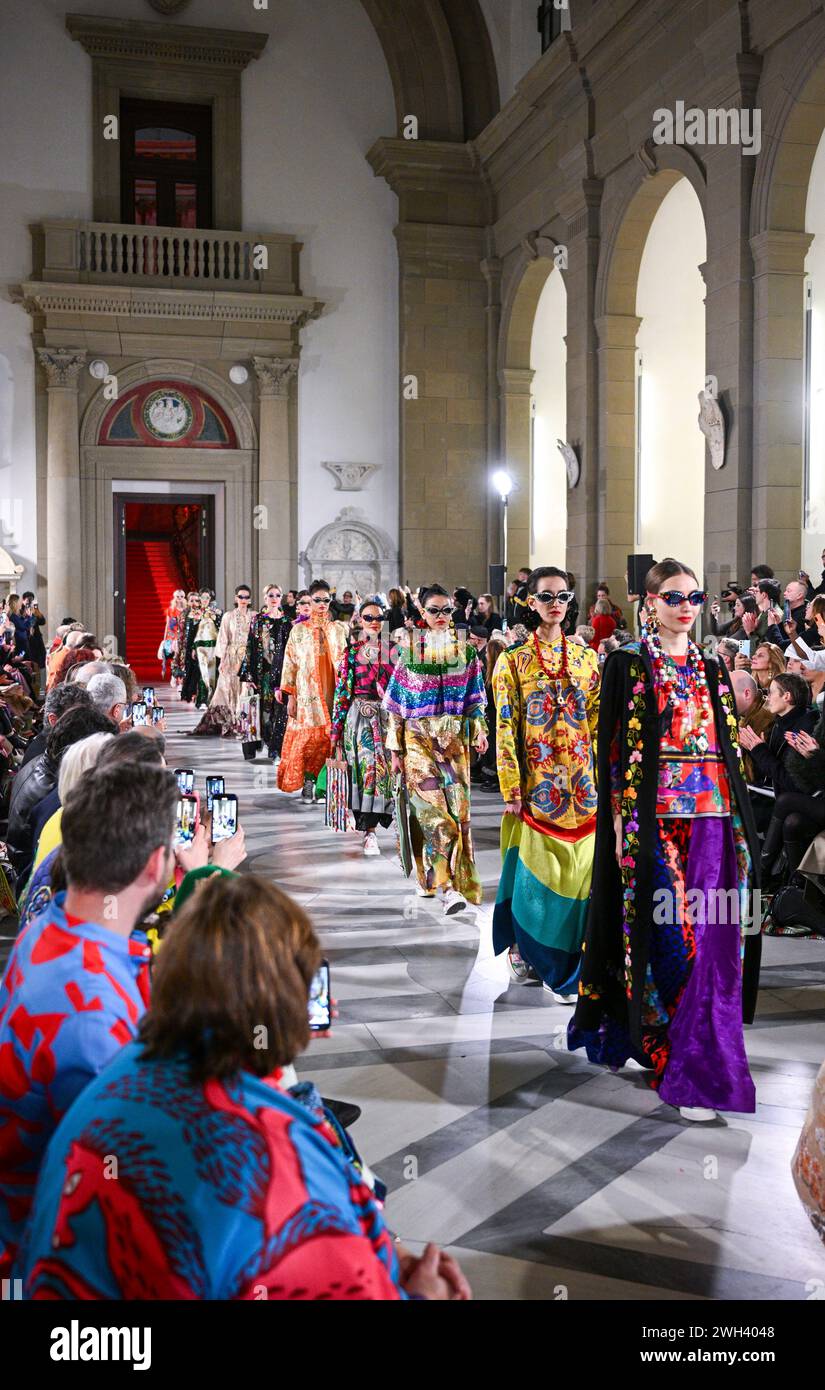 Berlin, Germany. 07th Feb, 2024. Models show creations by Rianna Nina ...