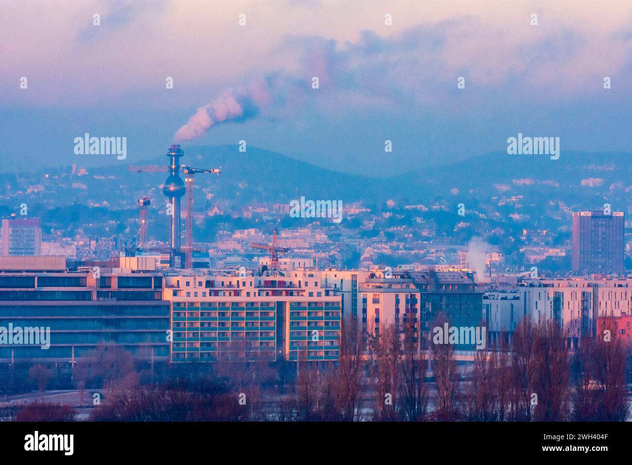 chimney of Spittelau waste incineration plant, facade artistically ...