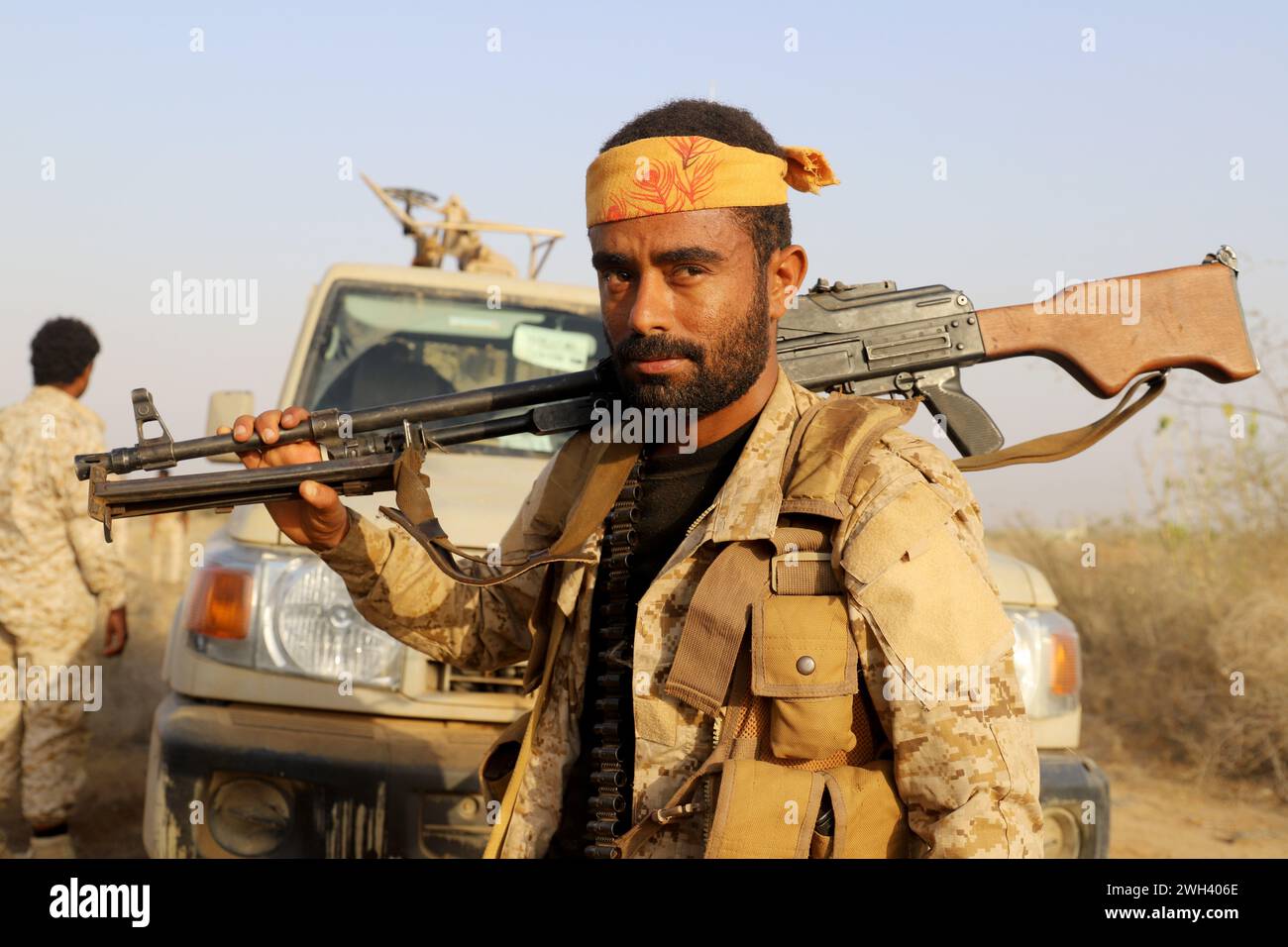 HAJJAH, YEMEN – March 12, 2021: Violent battles between government ...