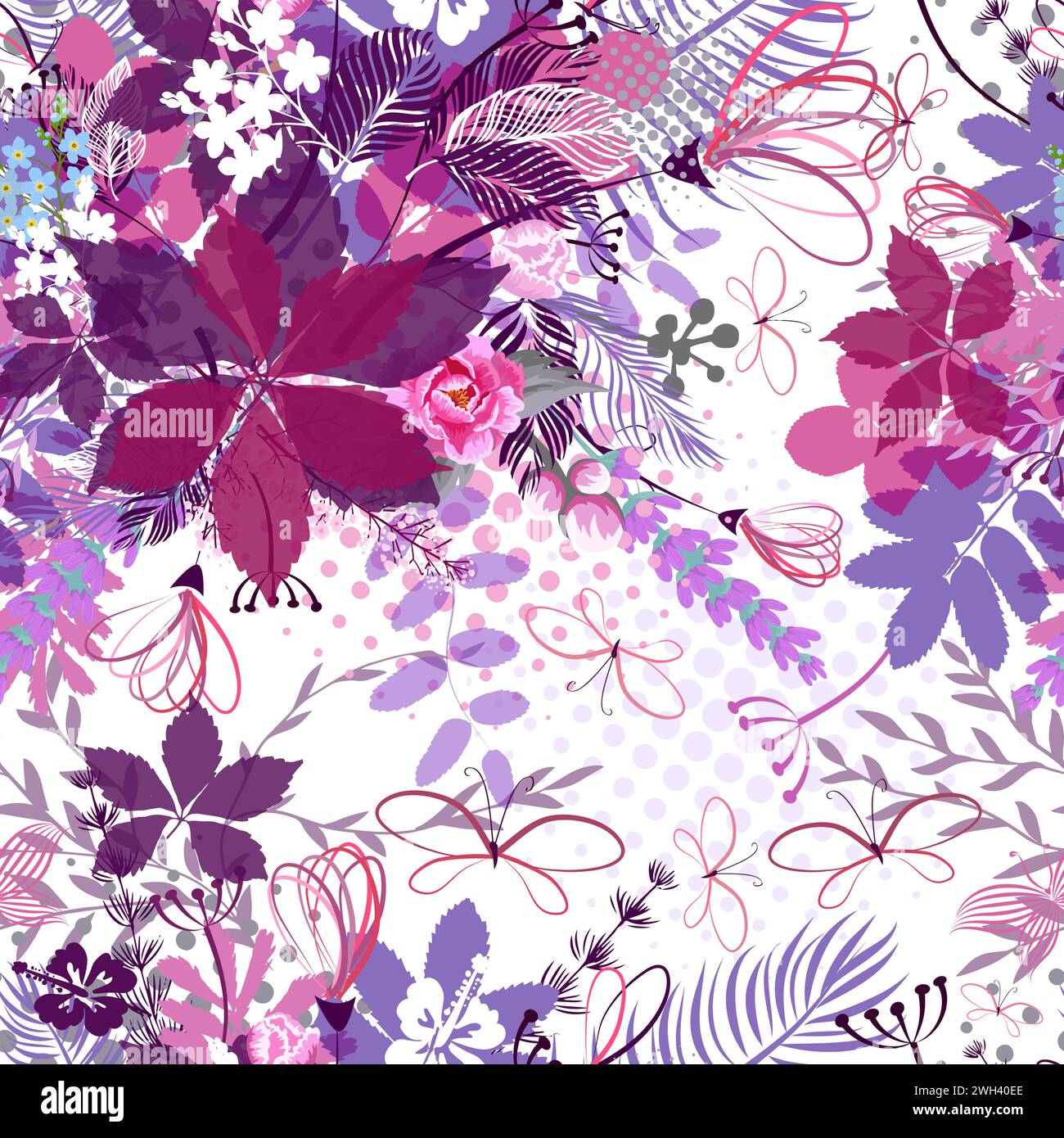 Floral seamless pattern. 90s style. hand drawing. Not AI, Vector ...