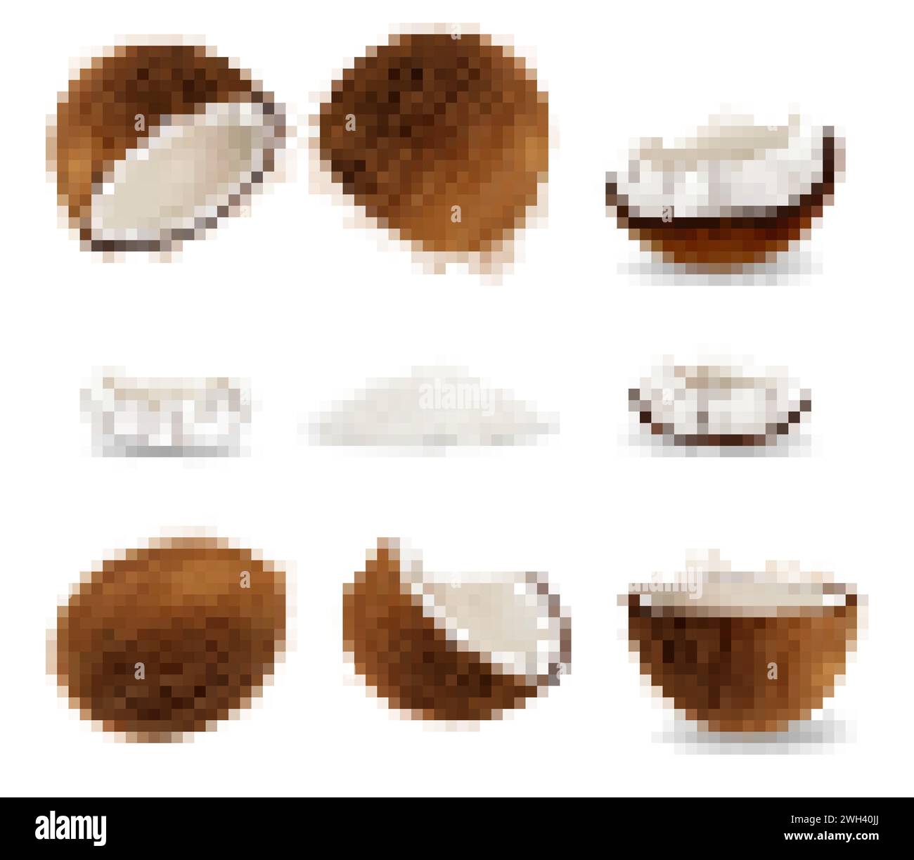 Coconut fruit set, vector illustration isolated on white background ...