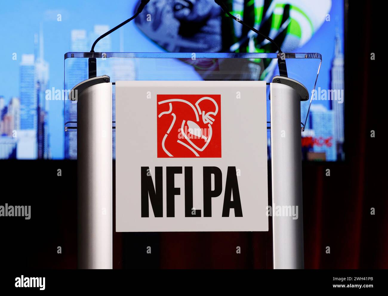 Las Vegas, United States. 07th Feb, 2024. The NFLPA logo is on the ...