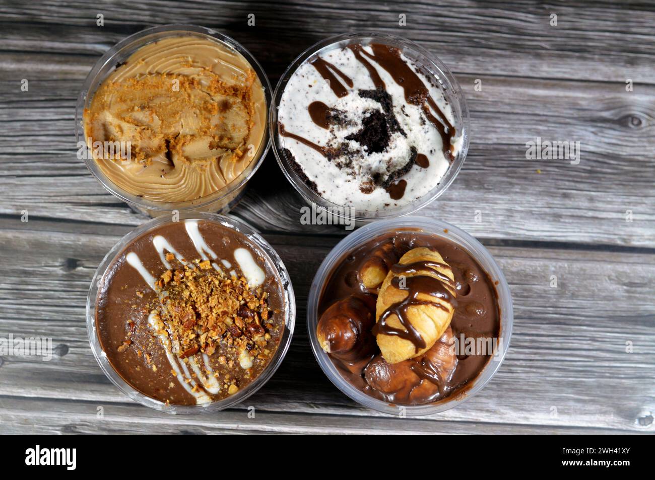 Assorted creamy chocolate profiteroles, with mini croissant stuffed ...