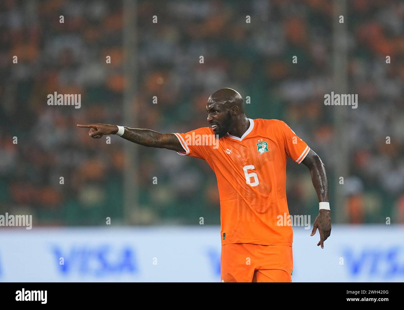 February 07 2024: Seko Mohamed Fofana (Ivory Coast) gestures during a ...