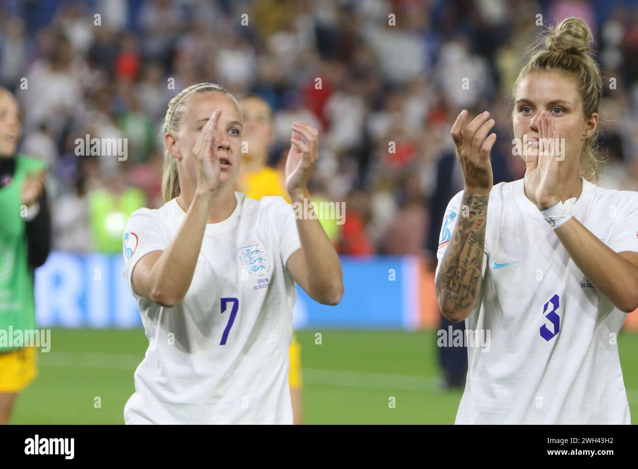 Beth Mead and Rachel Daly clap fans England v Spain UEFA Womens Euro ...