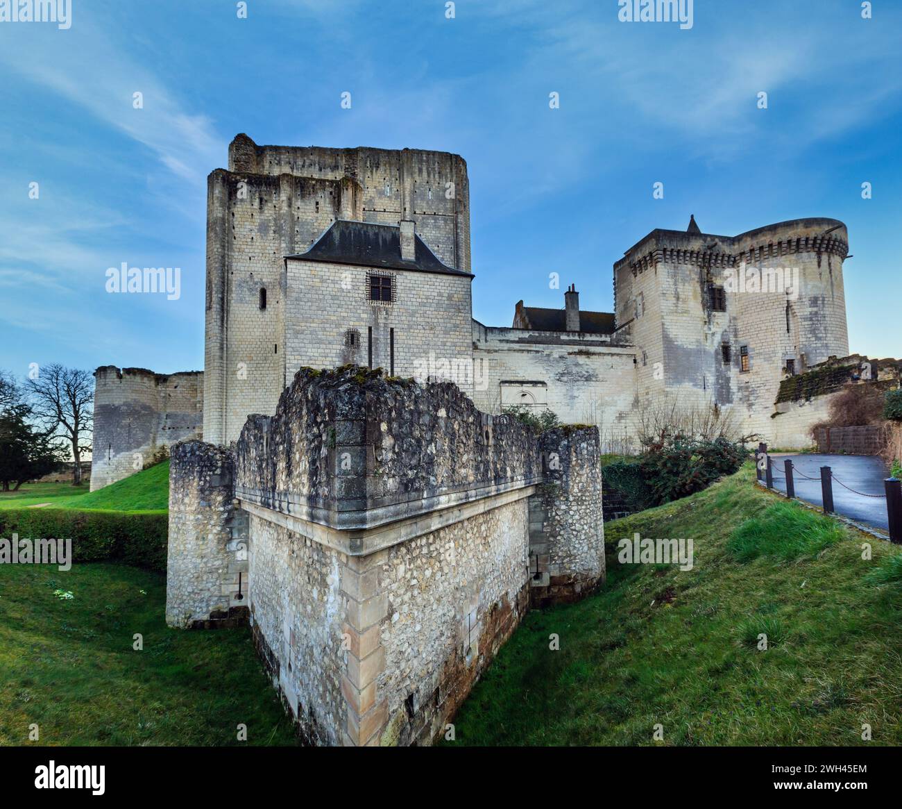 Medieval walls of Royal City of Loches, France. Was constructed in the ...