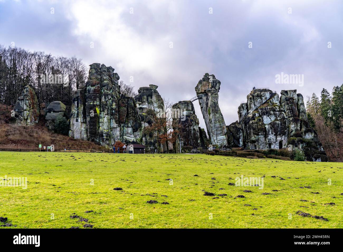 The Externsteine, a sandstone rock formation, in the Teutoburg Forest ...