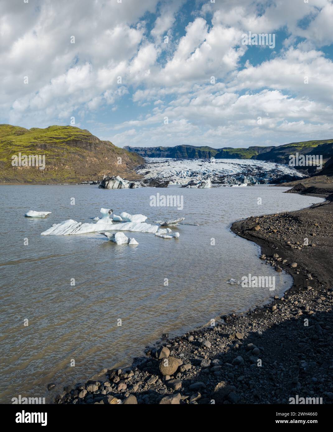 Sólheimajökull picturesque glacier in southern Iceland. The tongue of ...