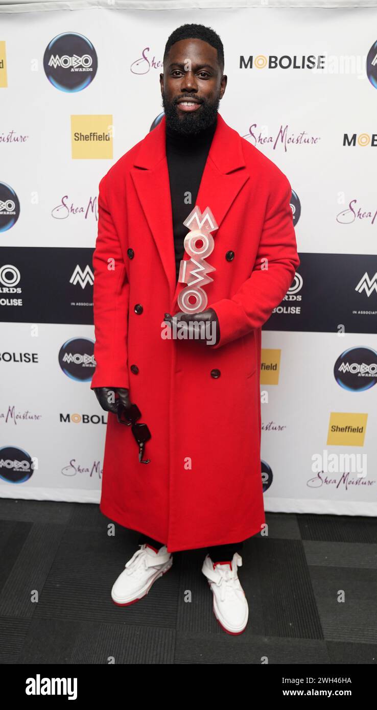 Ghetts with his Pioneer Award award at the Mobo Awards, at the Utilita ...
